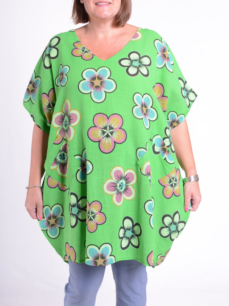Lightweight Cotton Flower Print Tunic - 10162 | Pure Plus Clothing