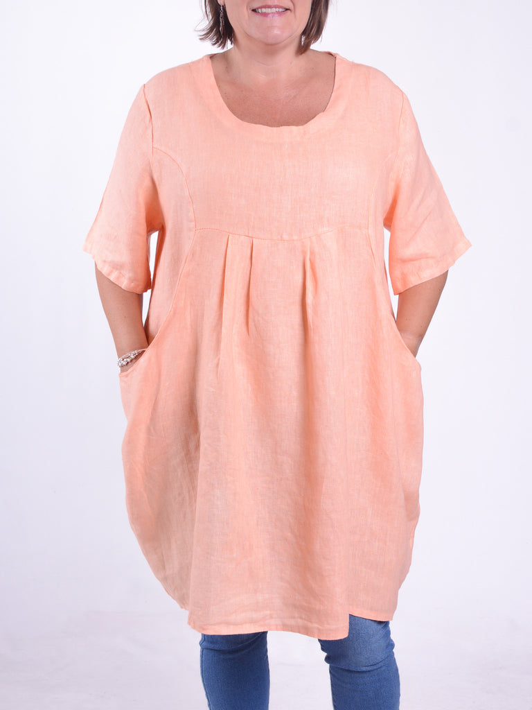 Heavy Linen Quirky Tunic Short Sleeve - 9457 | Pure Plus Clothing