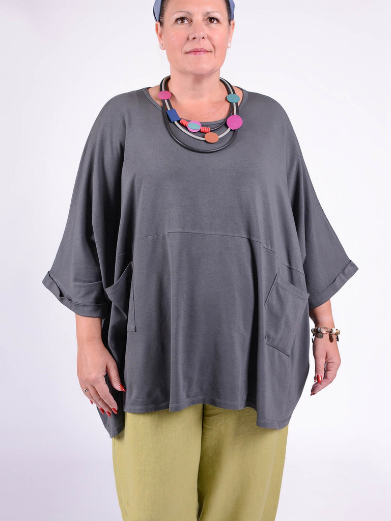 Lagenlook Oversized Jersey Cotton Tunic -10077C PLAIN | Pure Plus Clothing