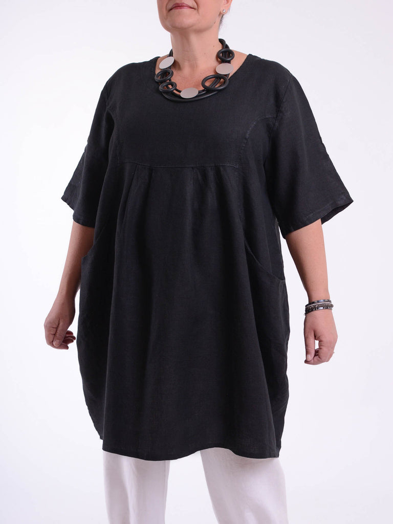 Heavy Linen Quirky Tunic Short Sleeve - 9457 | Pure Plus Clothing
