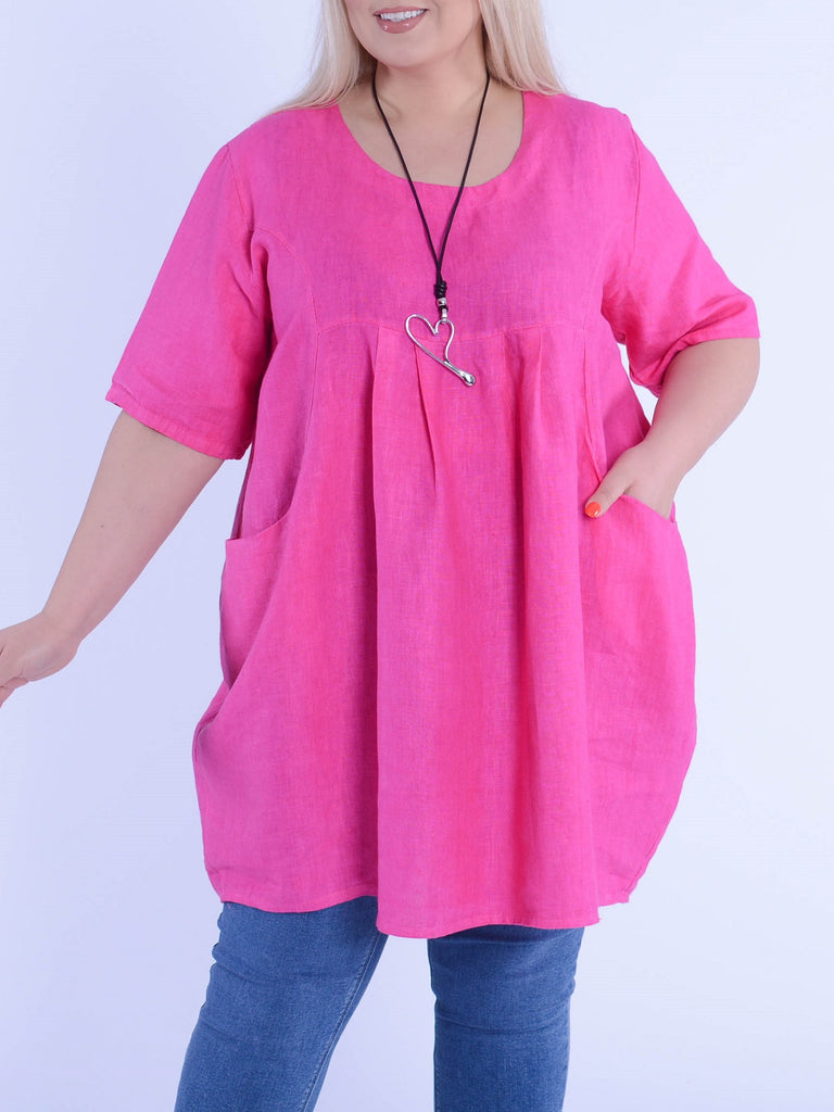 Heavy Linen Quirky Tunic Short Sleeve - 9457 | Pure Plus Clothing