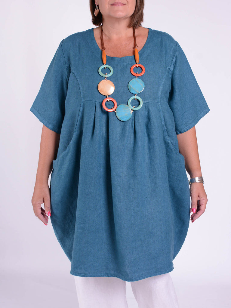 Heavy Linen Quirky Tunic Short Sleeve - 9457 | Pure Plus Clothing